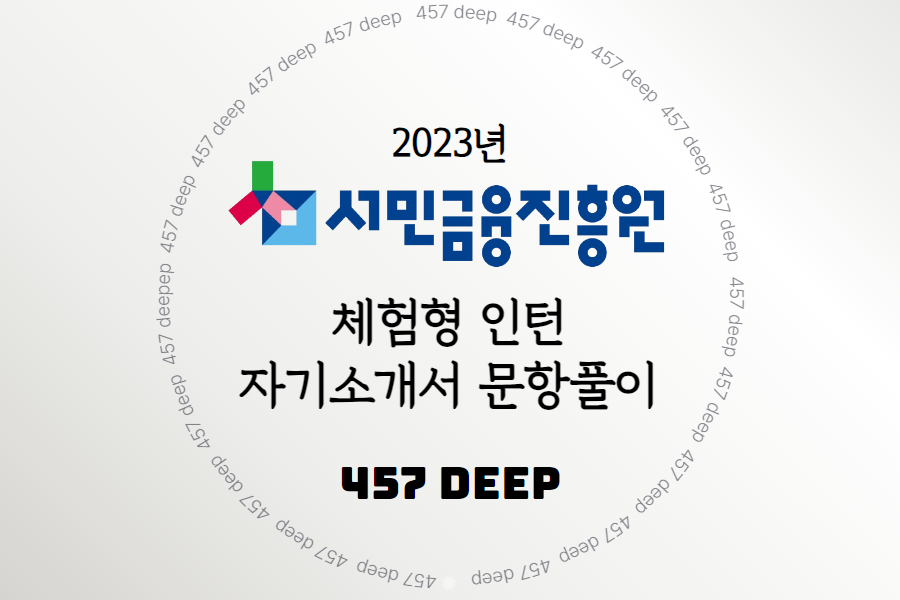 2023년 서민금융진흥원 체험형 인턴 자소서 항목풀이 | 457 DEEP